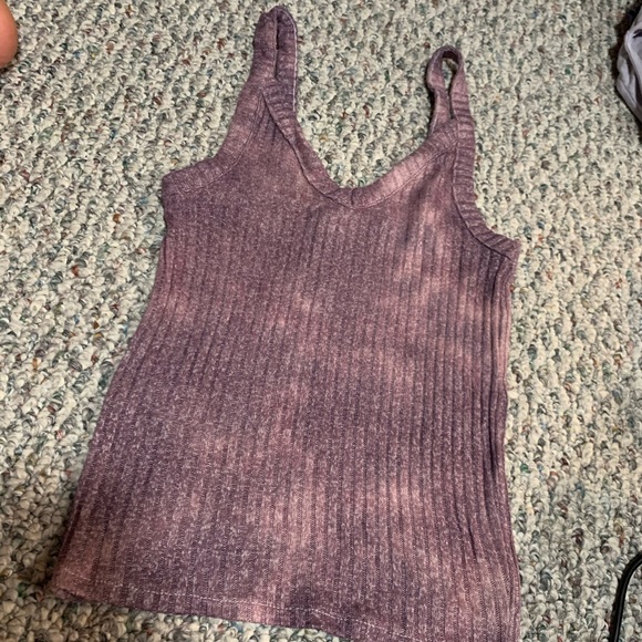 American Eagle Outfitters | Tops | Purple Ribbed Tie Dye Cropped Tank | Poshmark